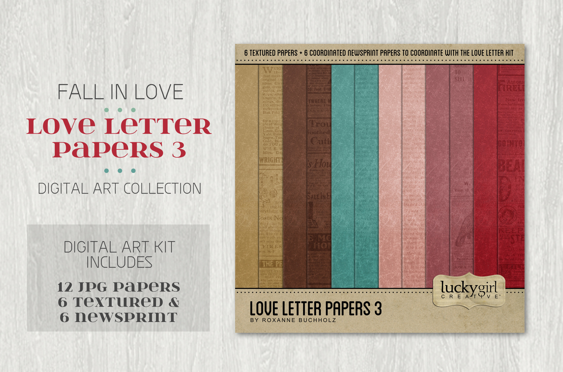 Love Letter Papers 3, a Texture Graphic by Lucky Girl Creative ...