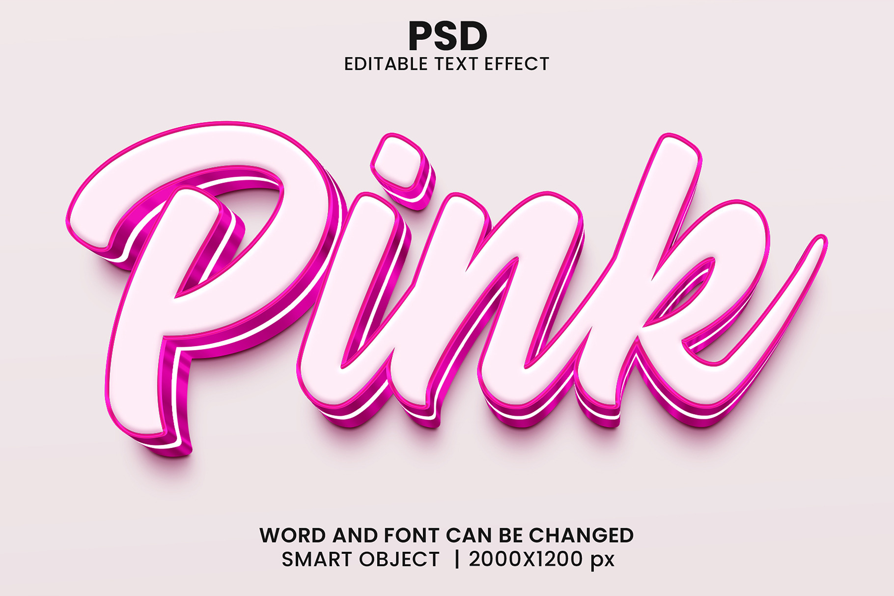 Pink 3d Editable Psd Text Effect, a Layer Style Add-On by bdrobin