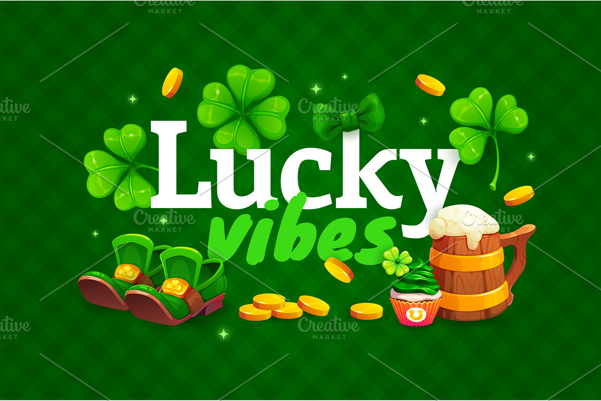 Lucky vibes St Patrick's day quote, a Seasonal Illustration by Vector ...