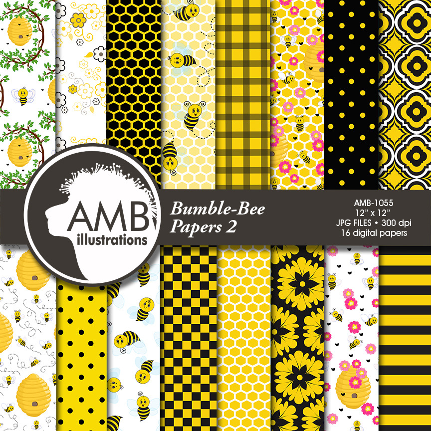 Bumble Bee Digital Papers 1055, a Pattern Graphic by AMBillustrations