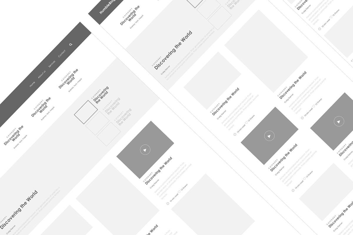 Axure Responsive template Blog 4, a Wireframe Template by Humble UX