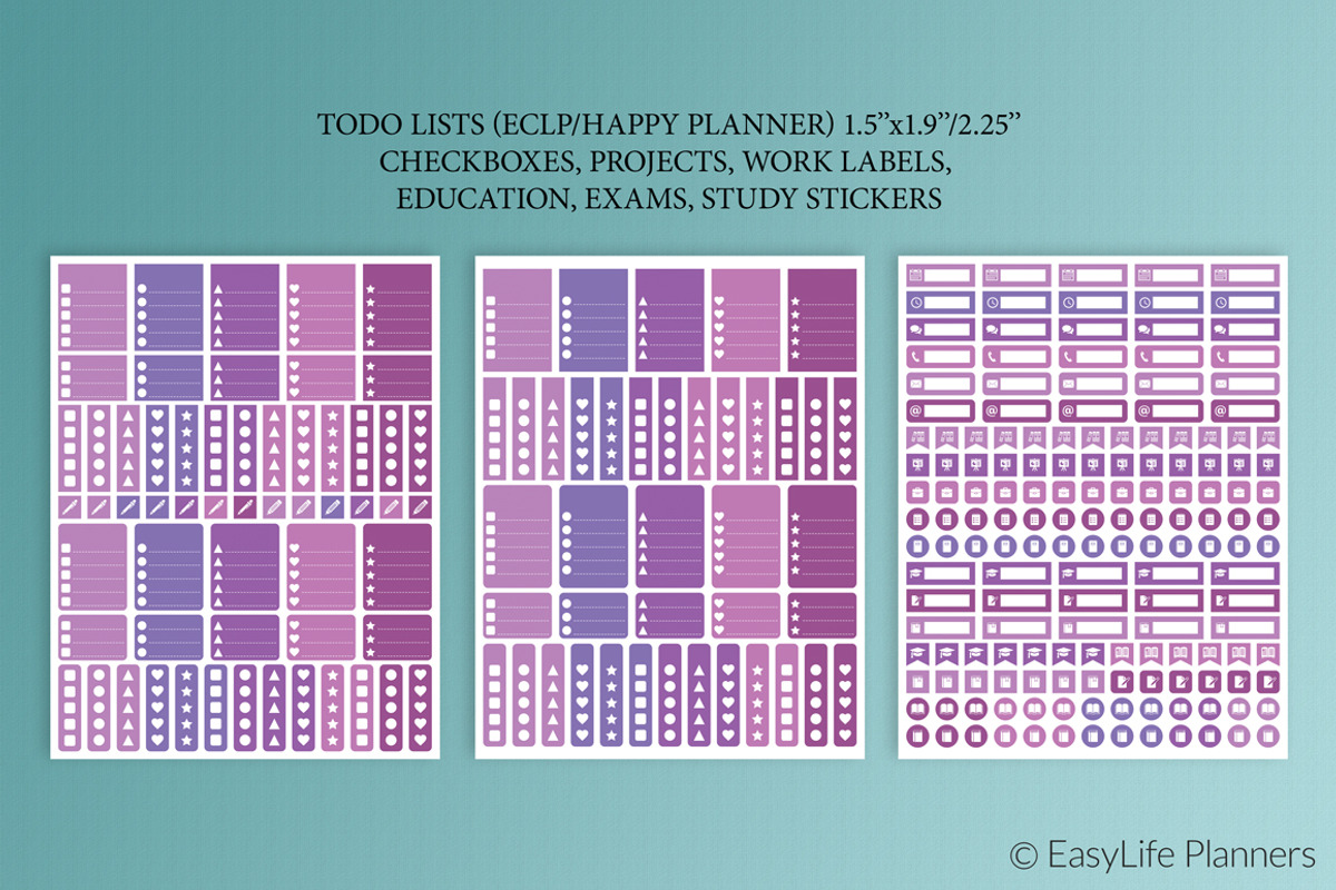 Purple Planner Stickers Printable, a Stationery Template by ...