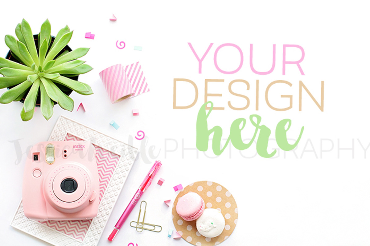 Feminine Pink Camera + Plant Photo, a Product Mockup by Jessica Weible ...