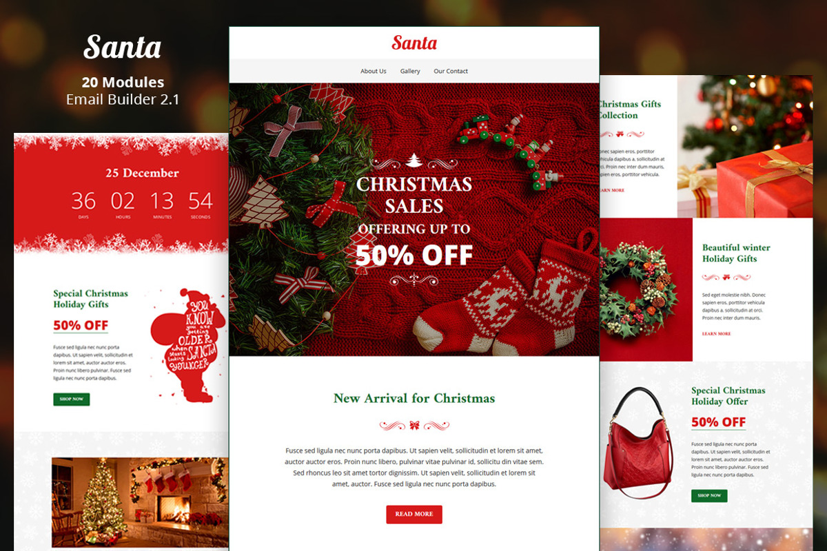 Santa Email Template + Builder, an Email Template by WEB4PRO | Creative ...