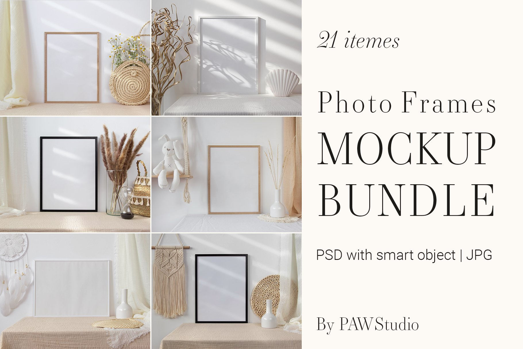 Photo Frame Mockup Bundle, a Print Template by PawMockups