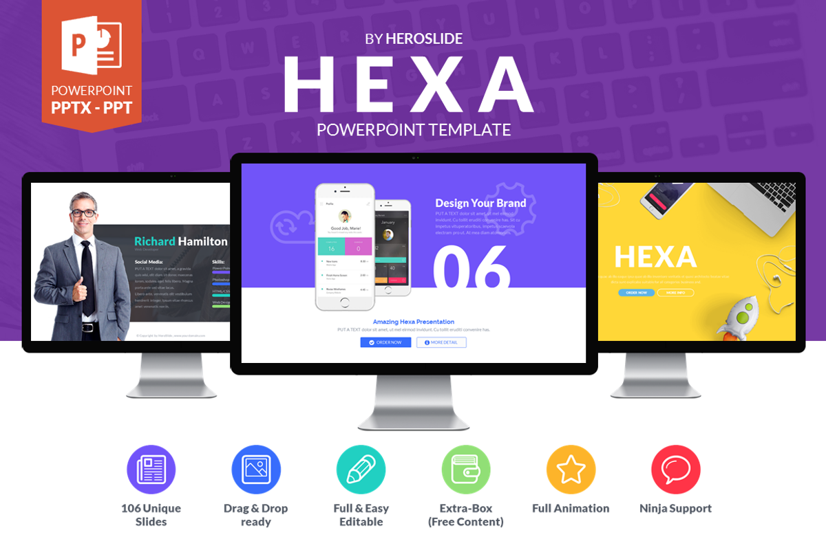 Hexa , Business Powerpoint Template, a Presentation Template by MeemSlide