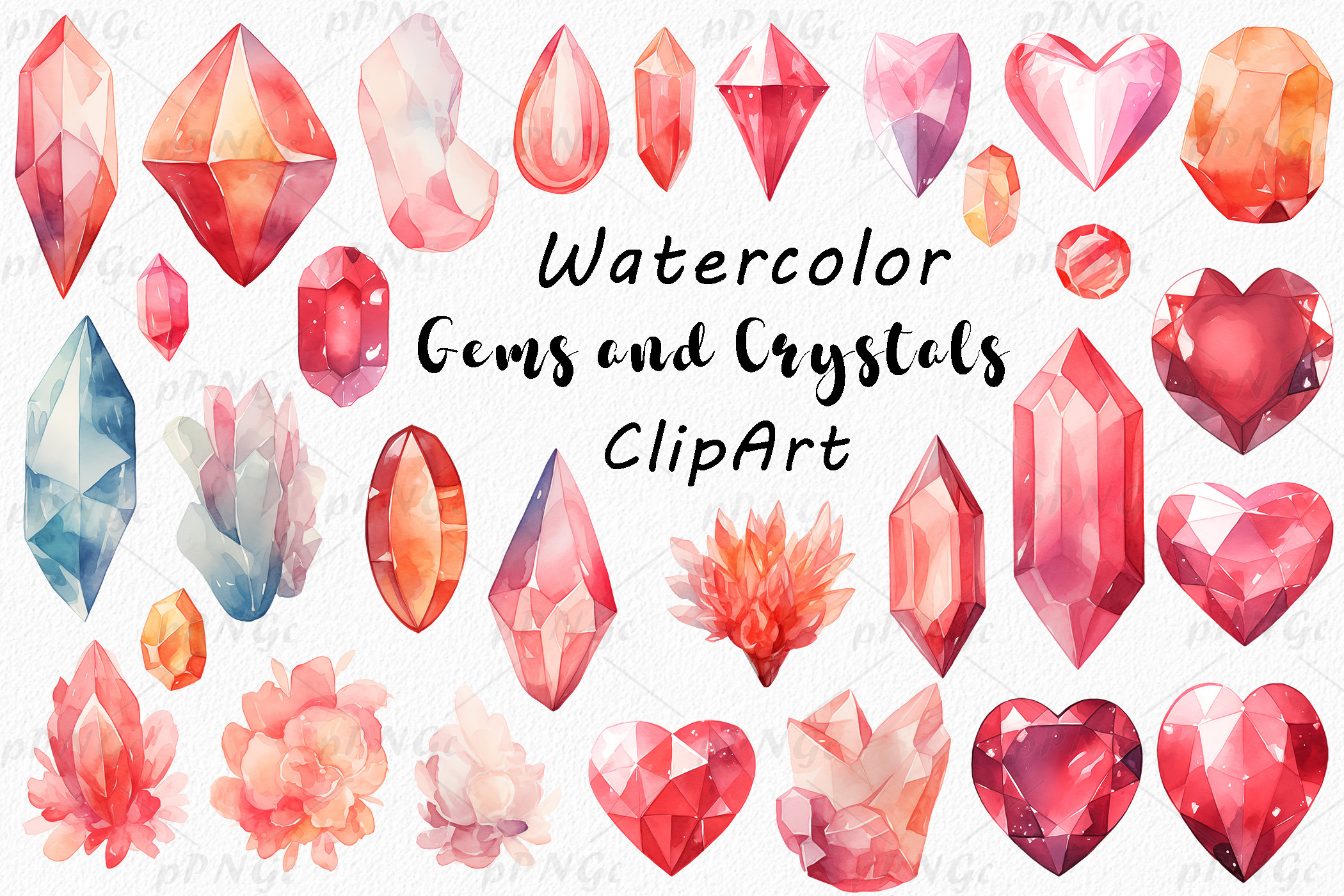 Watercolor Gemstone Clipart Set, a Decorative Illustration by ...