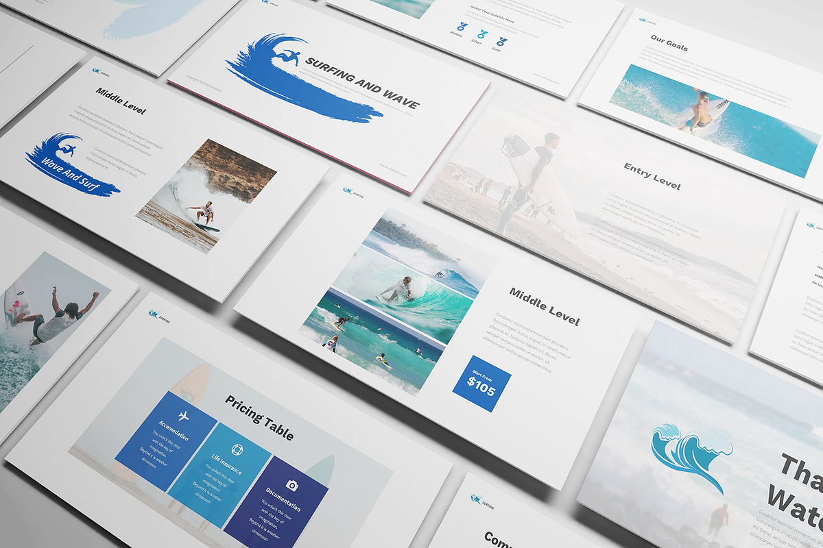 Surfing Powerpoint Template, a Presentation Template by Formatika Studio