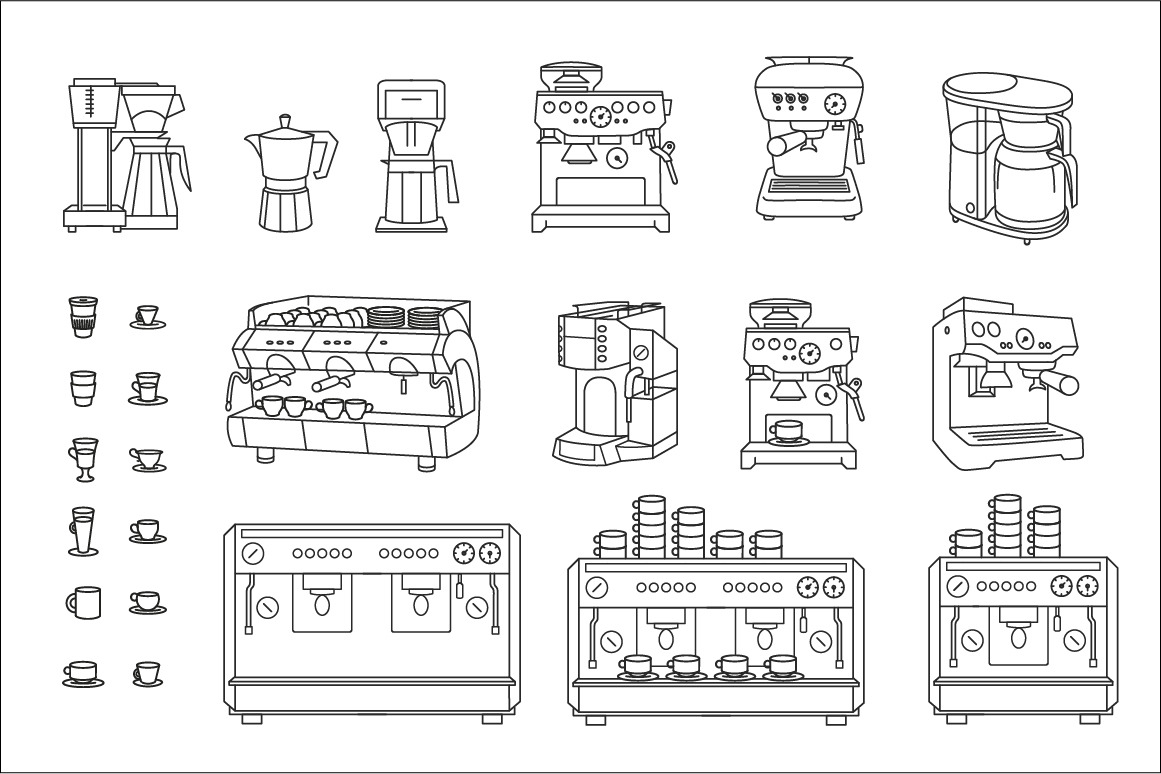 Coffee machine set, a Background Graphic by Artha Design Studio