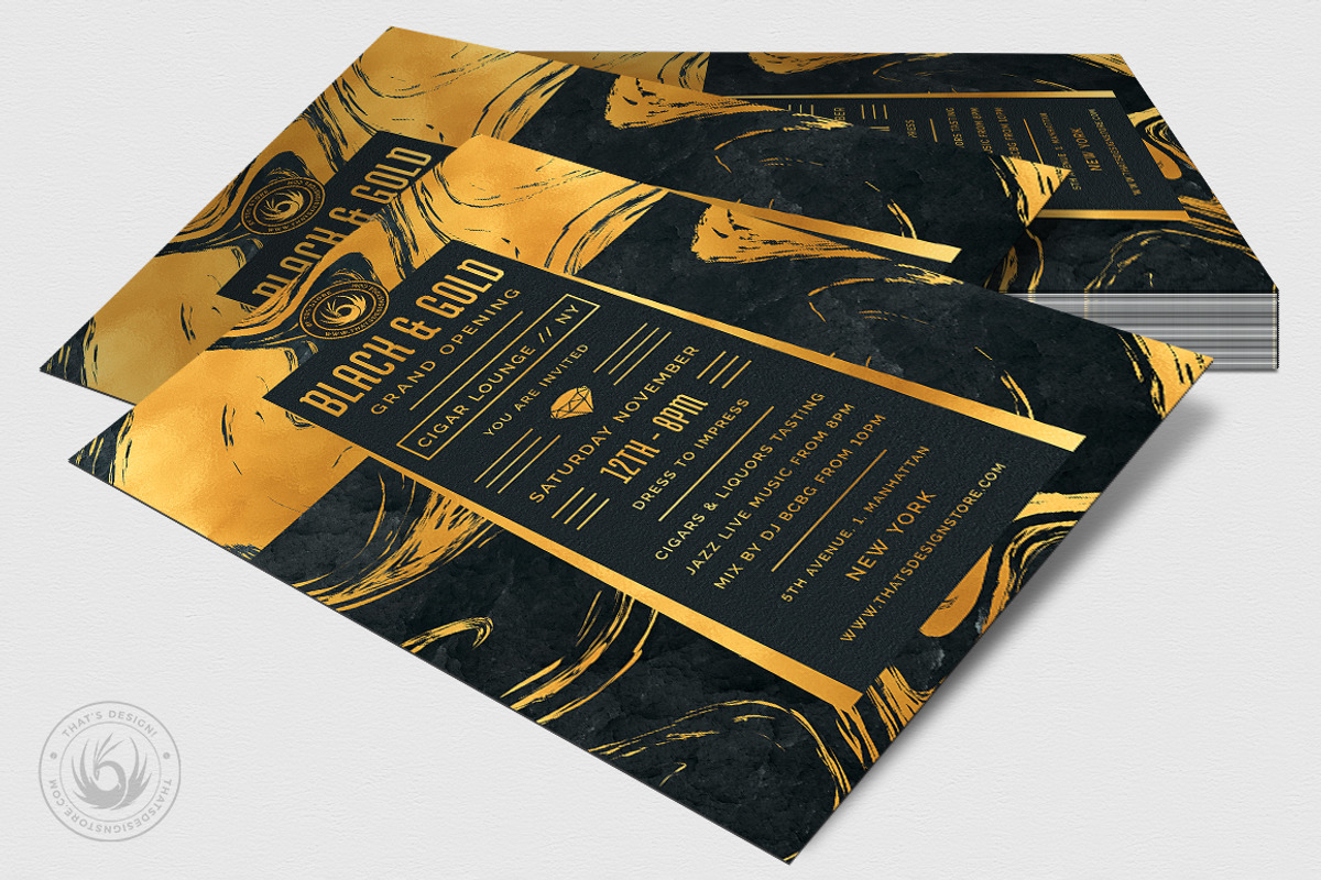 Black and Gold Flyer Template V12, a Flyer Template by ThatsDesign Art