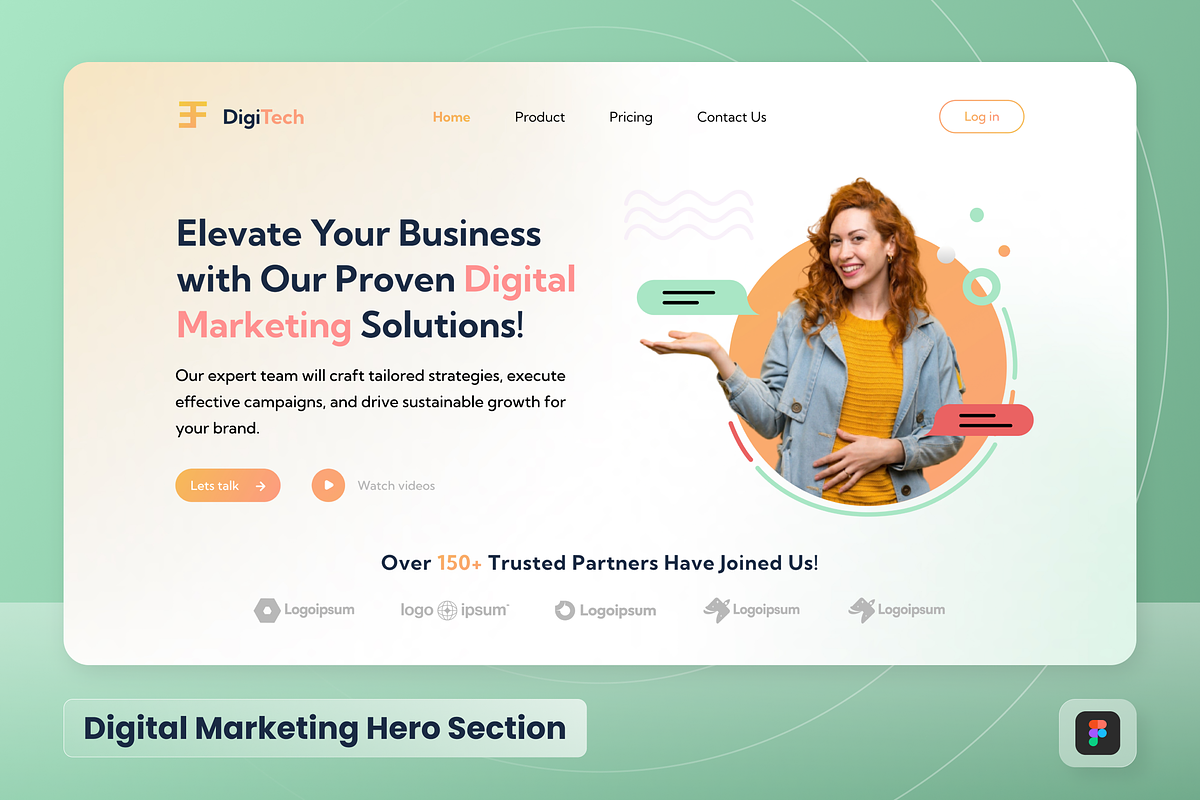 Digital Marketing Agency Hero Header, an UI Kit Template by Annora Studio