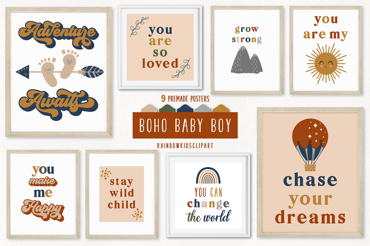 Boho Baby Boy Graphics Bundle, an Animal Illustration by Lulus Digital ...