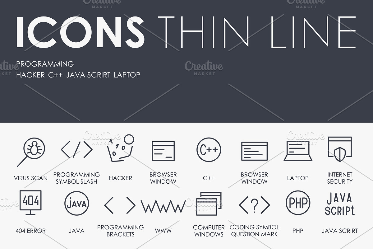 Programming thinline icon, an Outline Icon by Palau