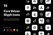 70 Core Values Glyph Icons