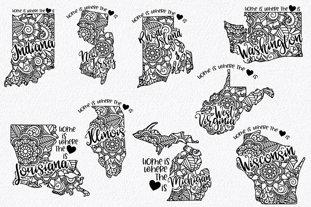 50 States Mandala SVG Bundle, an Illustration by OldMarket Designs