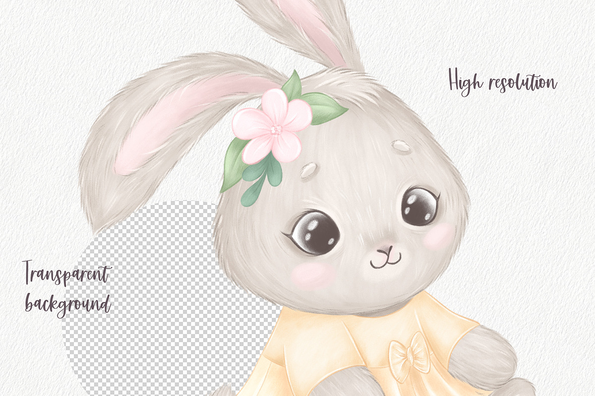 Baby bunny clipart set, an Animal Illustration by Eugenia Prus ...