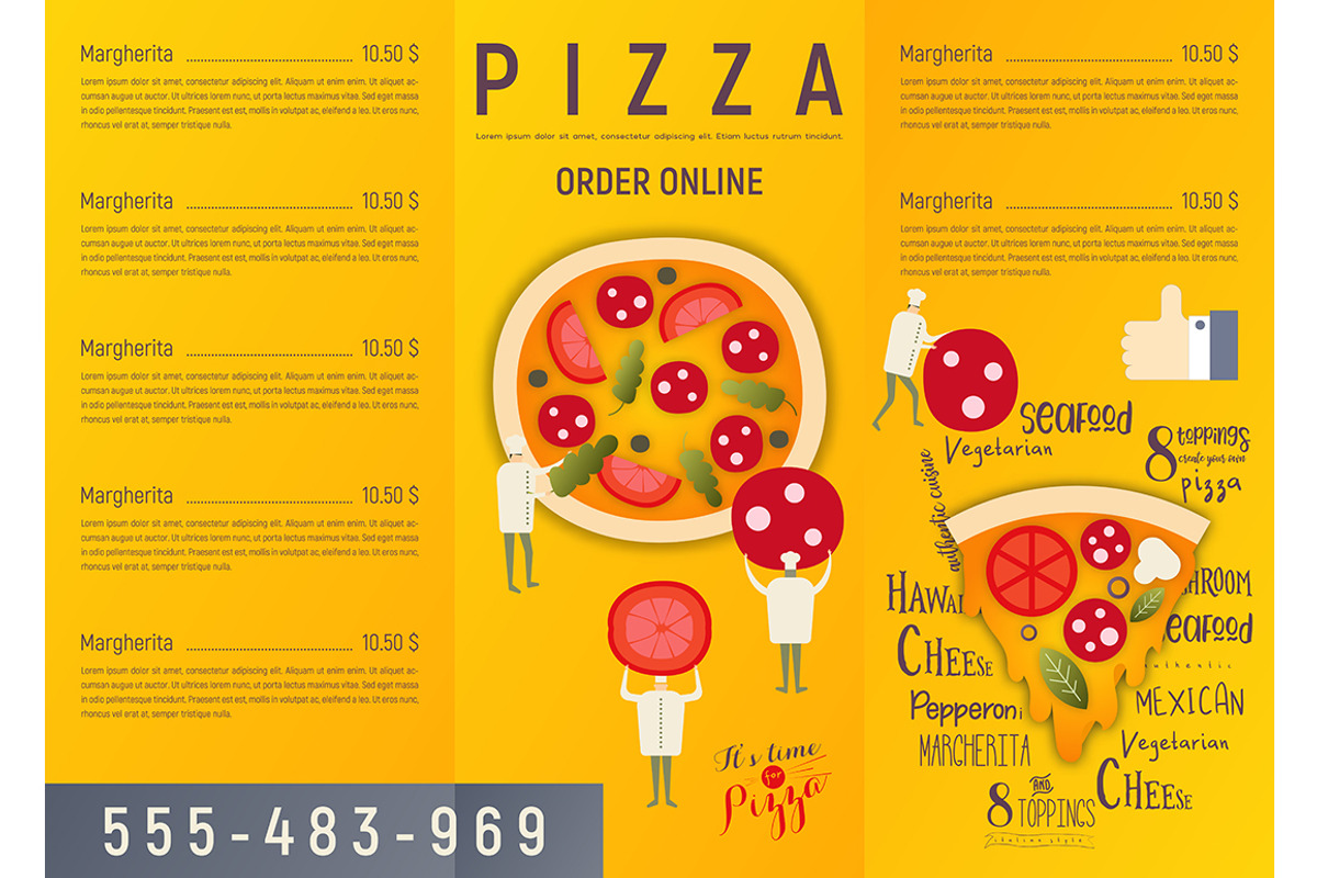 Pizza Menu Flyer, a Flyer Template by ELFIVETROV DESIGN