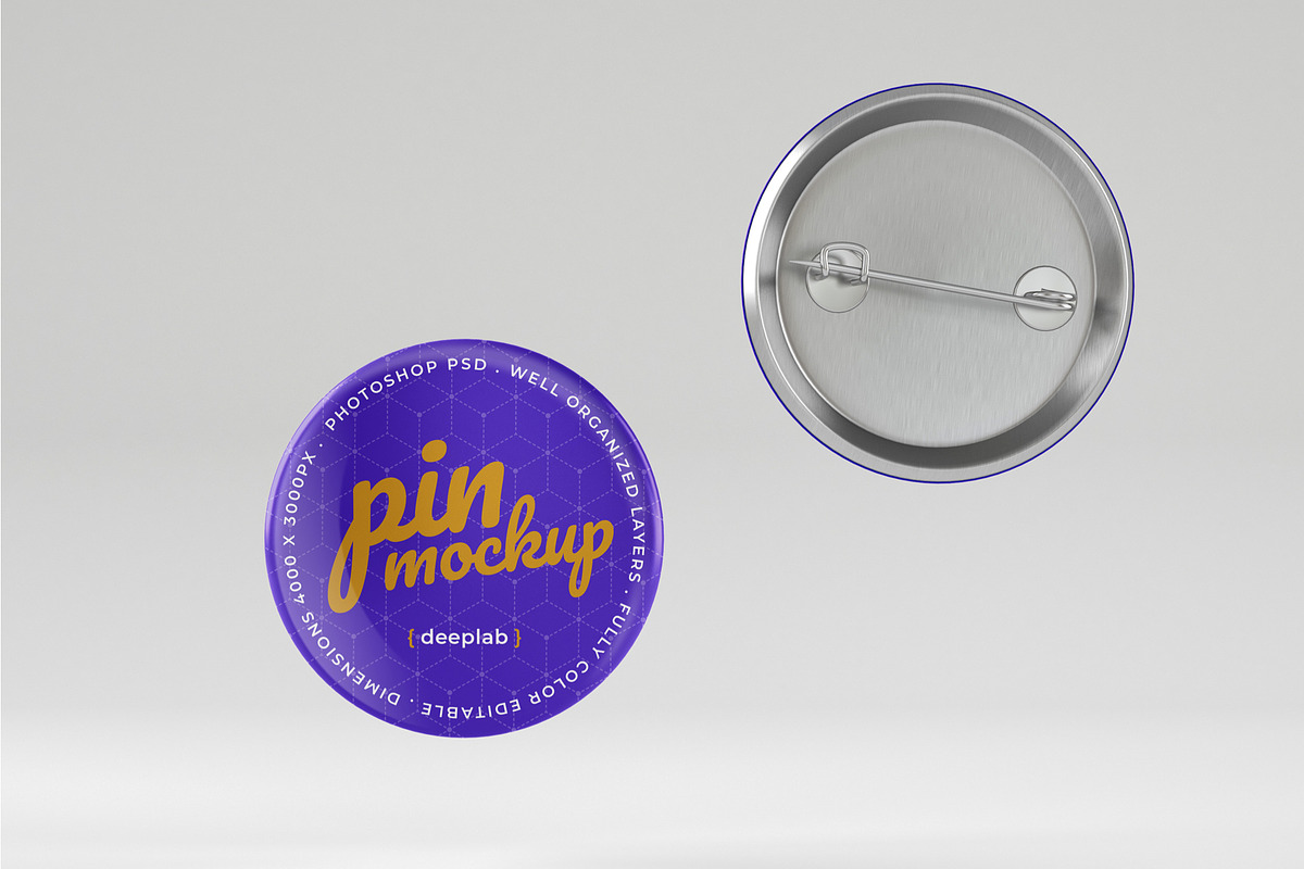 Glossy Button Pin Mockup Set, a Product Mockup by Deeplab