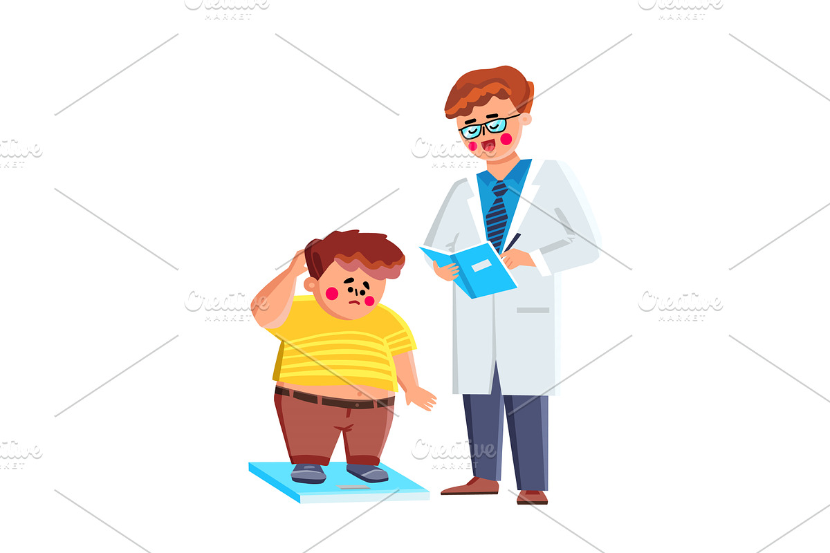 Obese Child Boy Consulting With, a Healthcare Illustration by ...