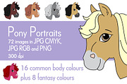 Pony Portraits Horse Clip Art, an Animal Illustration by Purple Pony Art