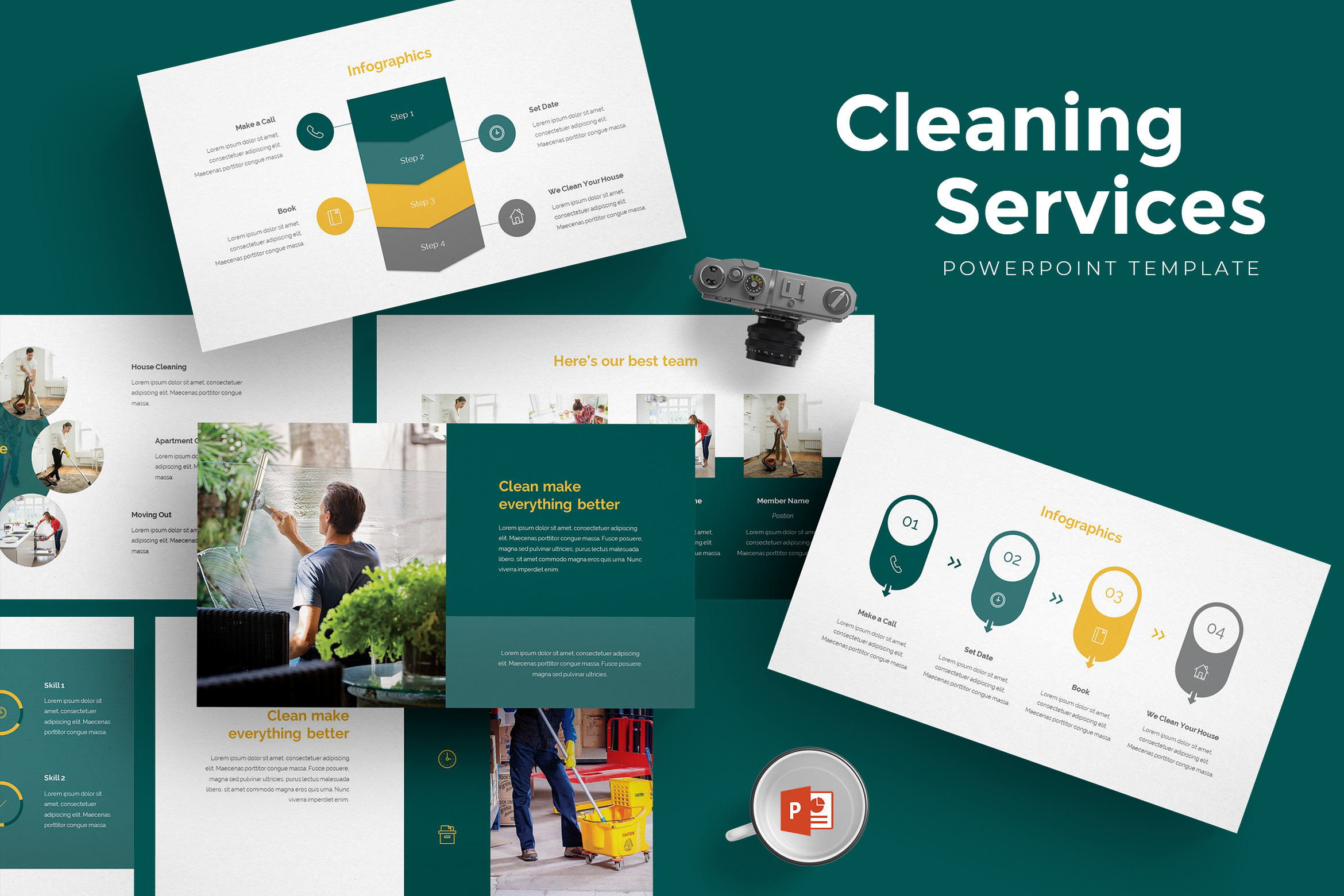 Cleaning Services Powerpoint Templat, a Presentation Template by AQR Studio