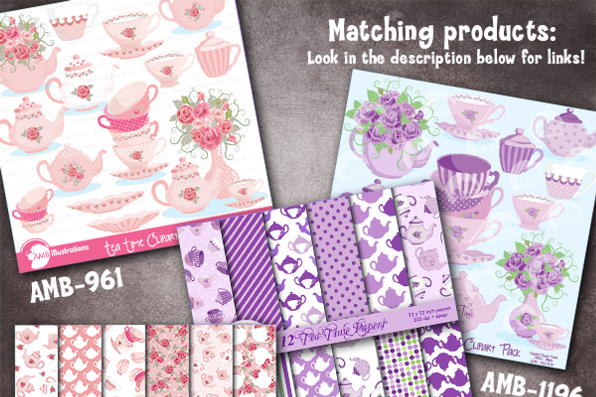 Lavender Tea Time Clipart AMB-1196, an Illustration by AMBillustrations