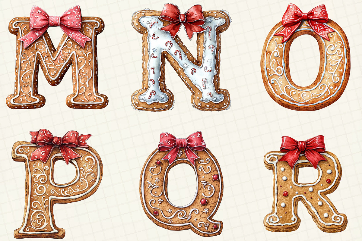 Christmas Cookie Alphabet Clipart, an Illustration by OK Design