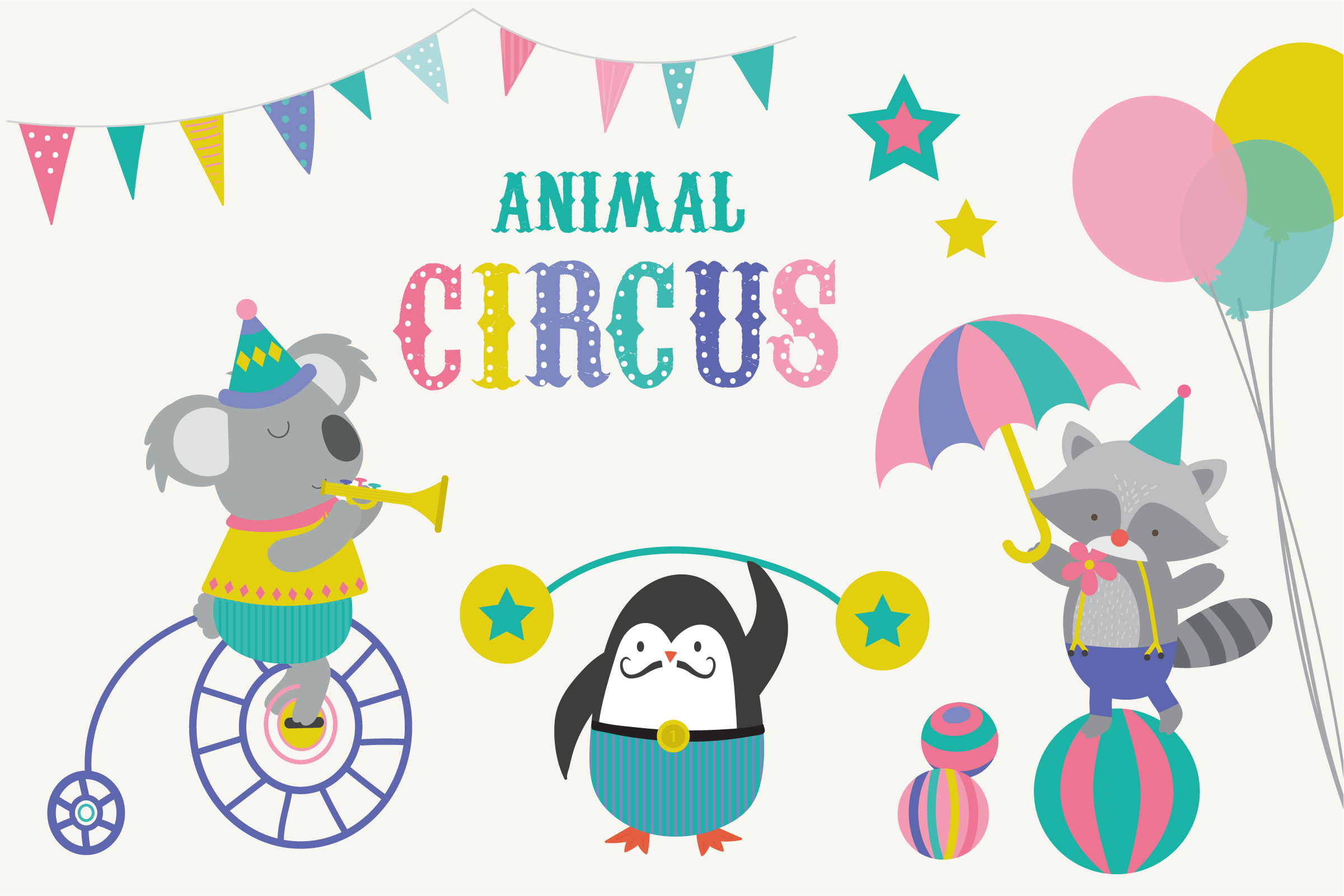 Animal Circus, an Animal Illustration by Poppymoondesign