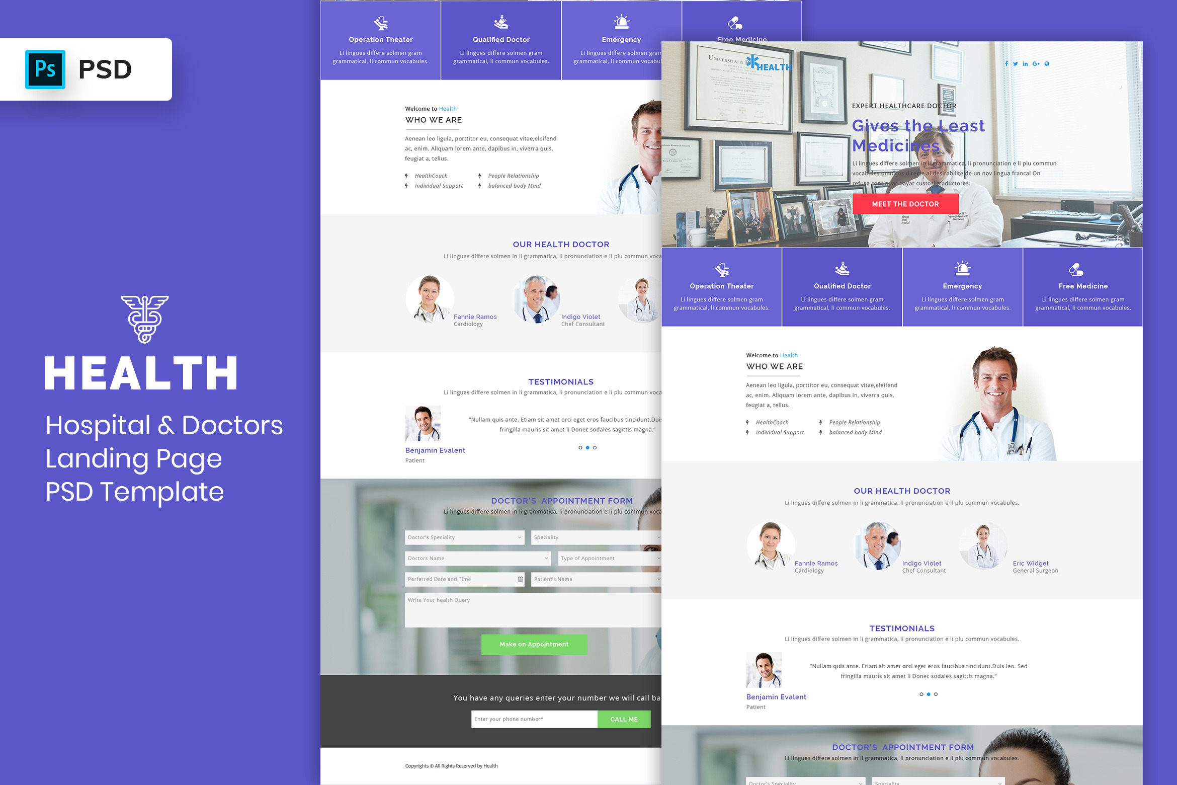 Hospital & Doctors Landing Page, a Landing Page Template by 3djagan