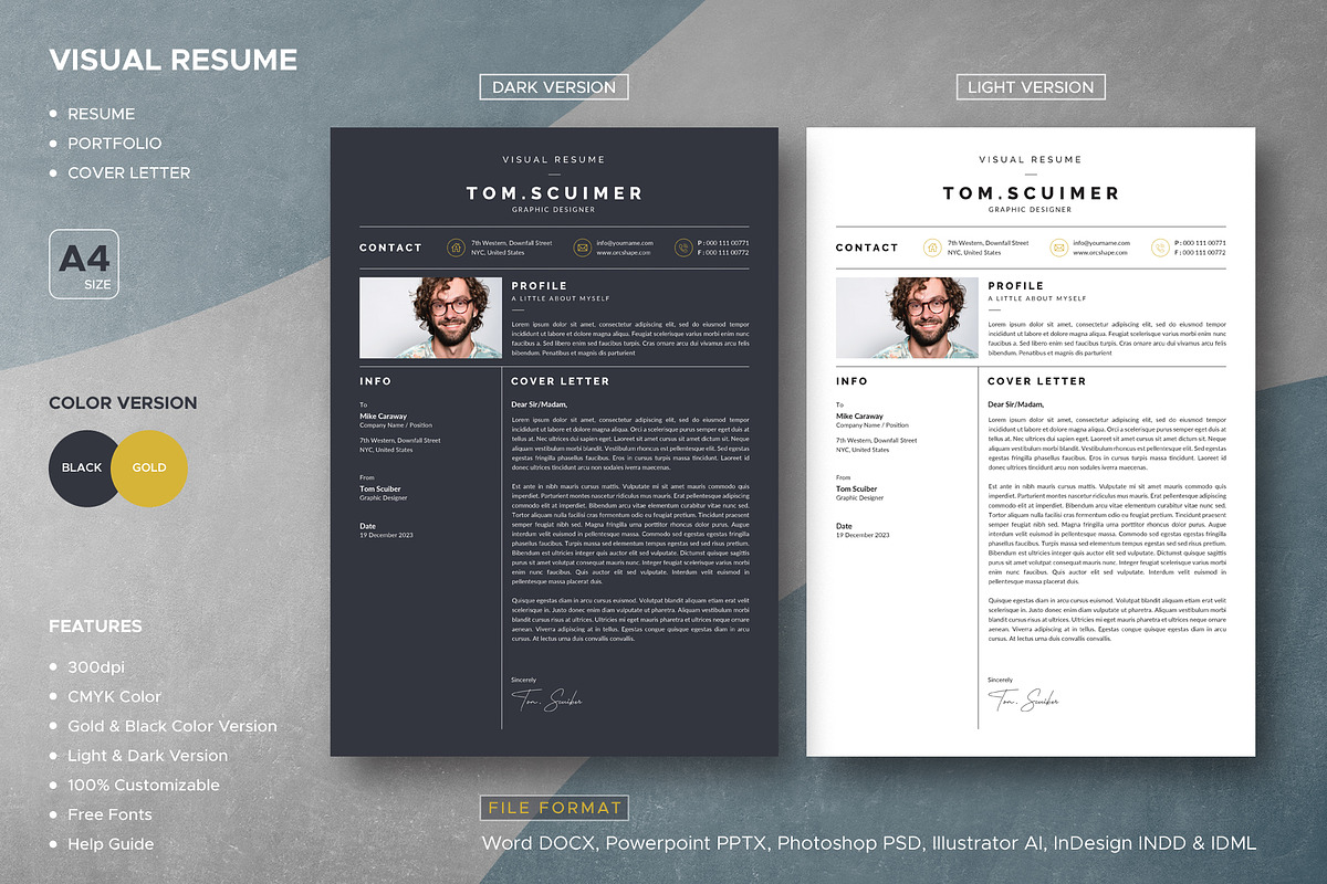Visual Resume, a Resume Template by OrcShape | Creative Market