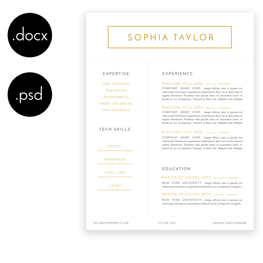 Sophia Taylor Minimalist Resume, a Resume Template by New Bauhaus Resumes