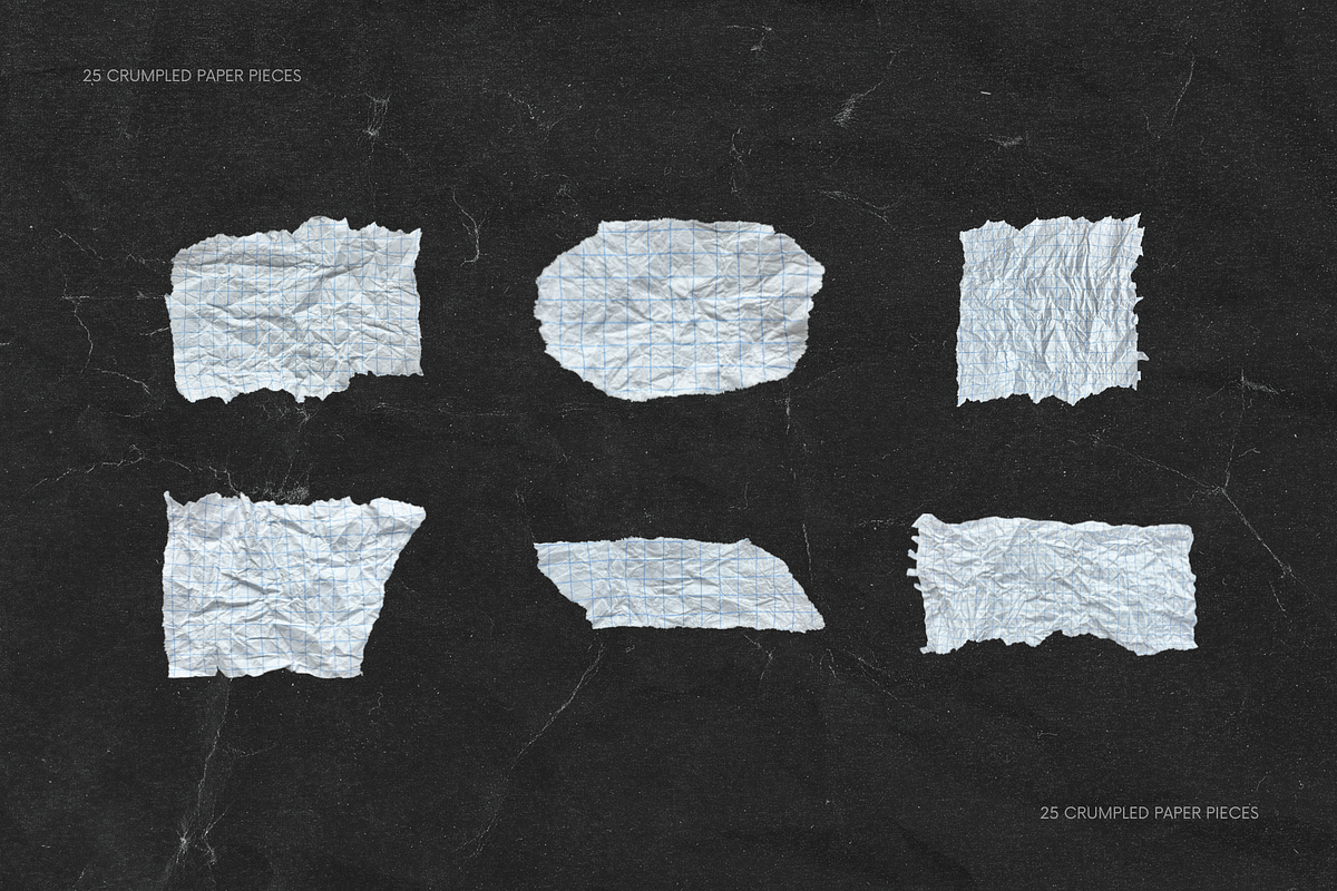25 Ripped Crumpled Paper Pieces, a Texture Graphic by Ksuview