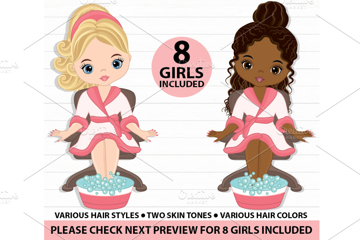 Vector Spa Girl Clipart, an Illustration by TheCreativeMill