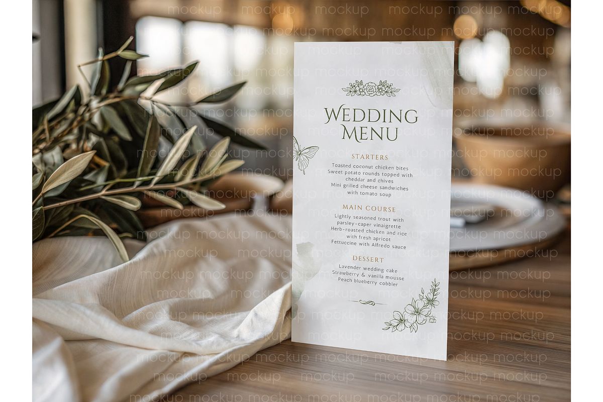 Rustic Olive Table Menu Mockup, a Product Mockup by MockupWizard