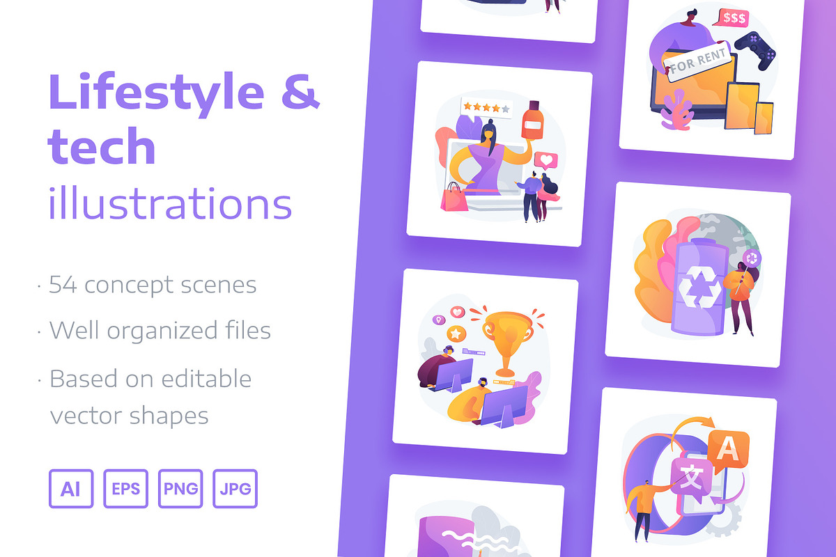 Lifestyle & Tech illustration kit, an UI Kit Template by Visual Generation