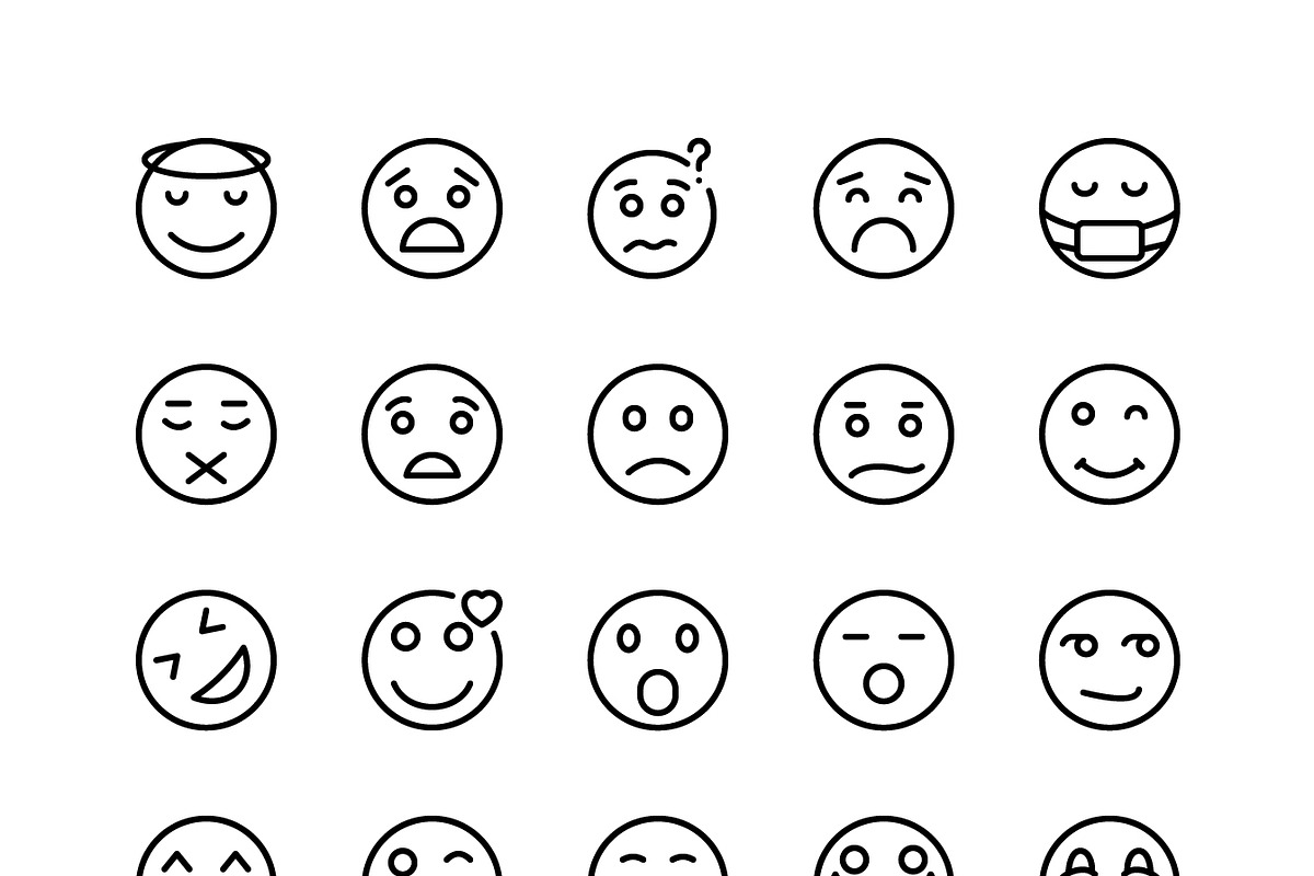 Emoji Line Icon Set, an Outline Icon by Creative-squad