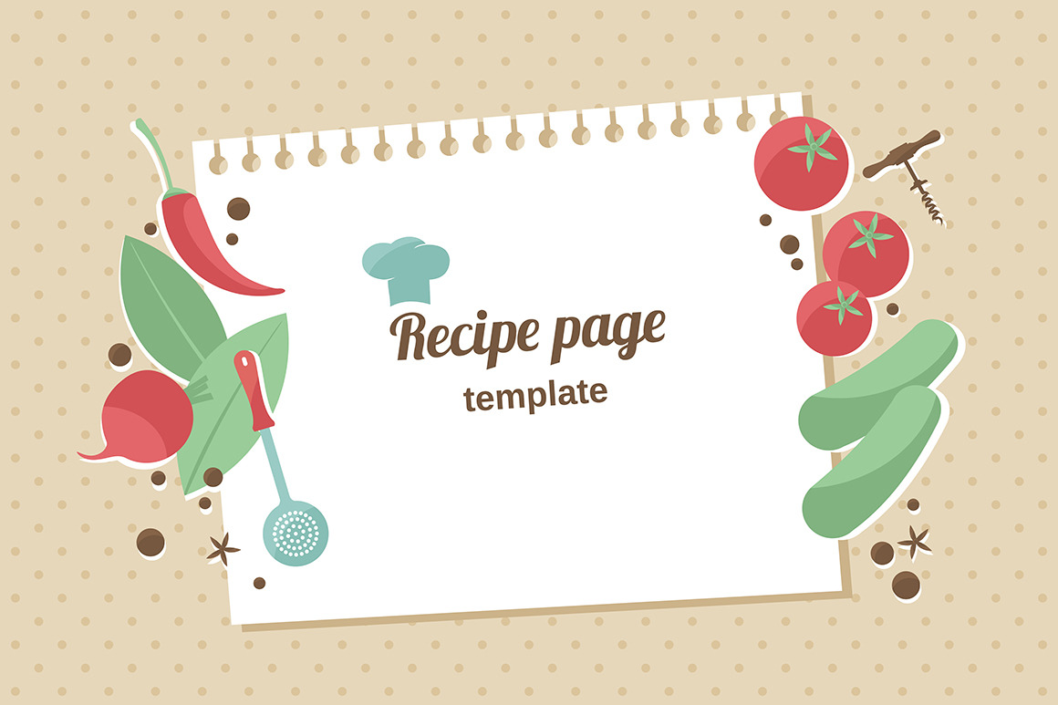 Cooking recipe page vector template | Flyer Templates ~ Creative Market