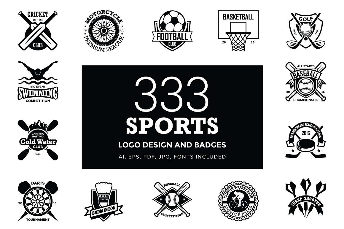 333 Sports Logo Designs and Badges, a Graphic by Creative Stall