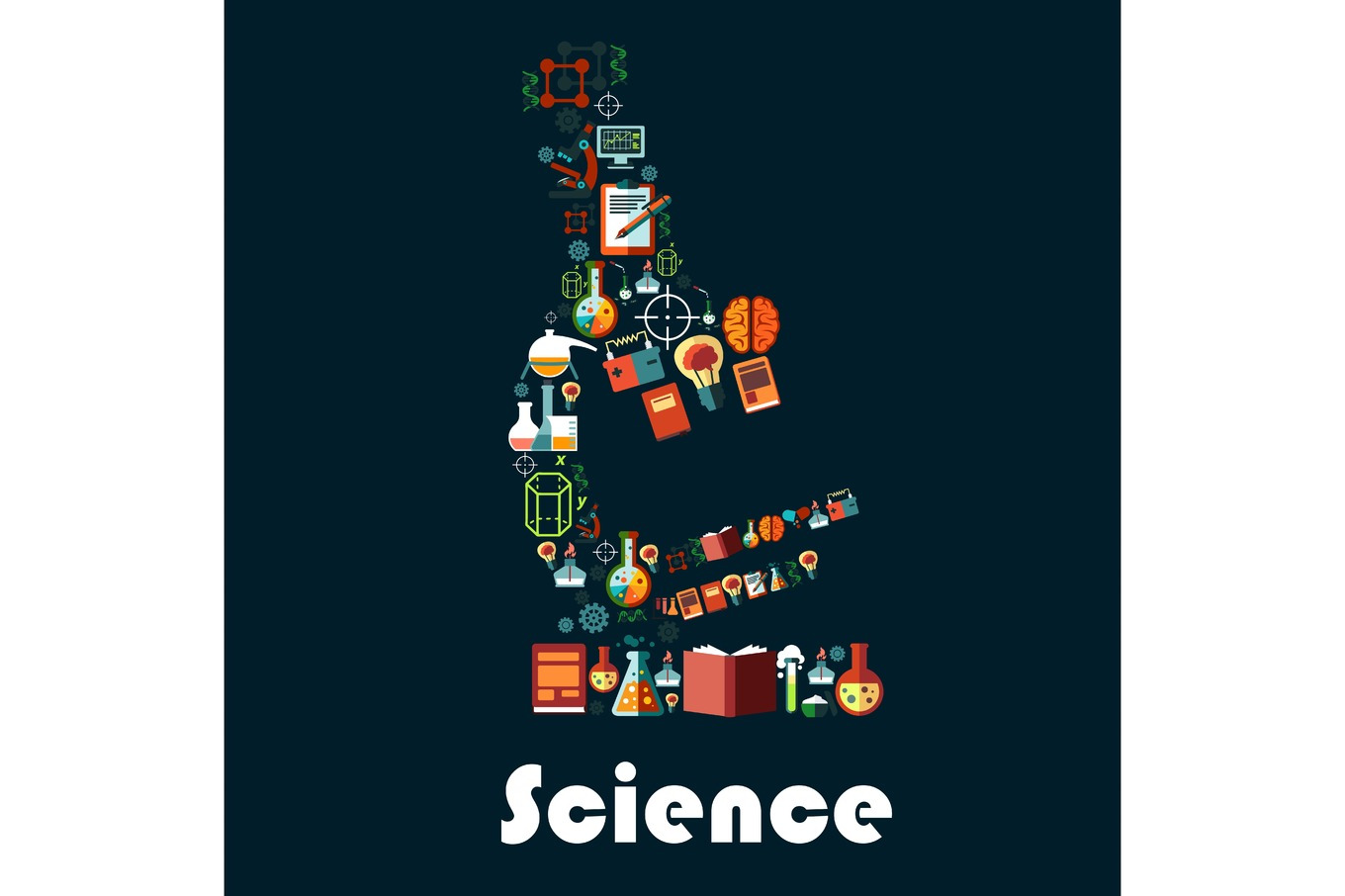 Science poster with microscope symbol | Education Illustrations ...