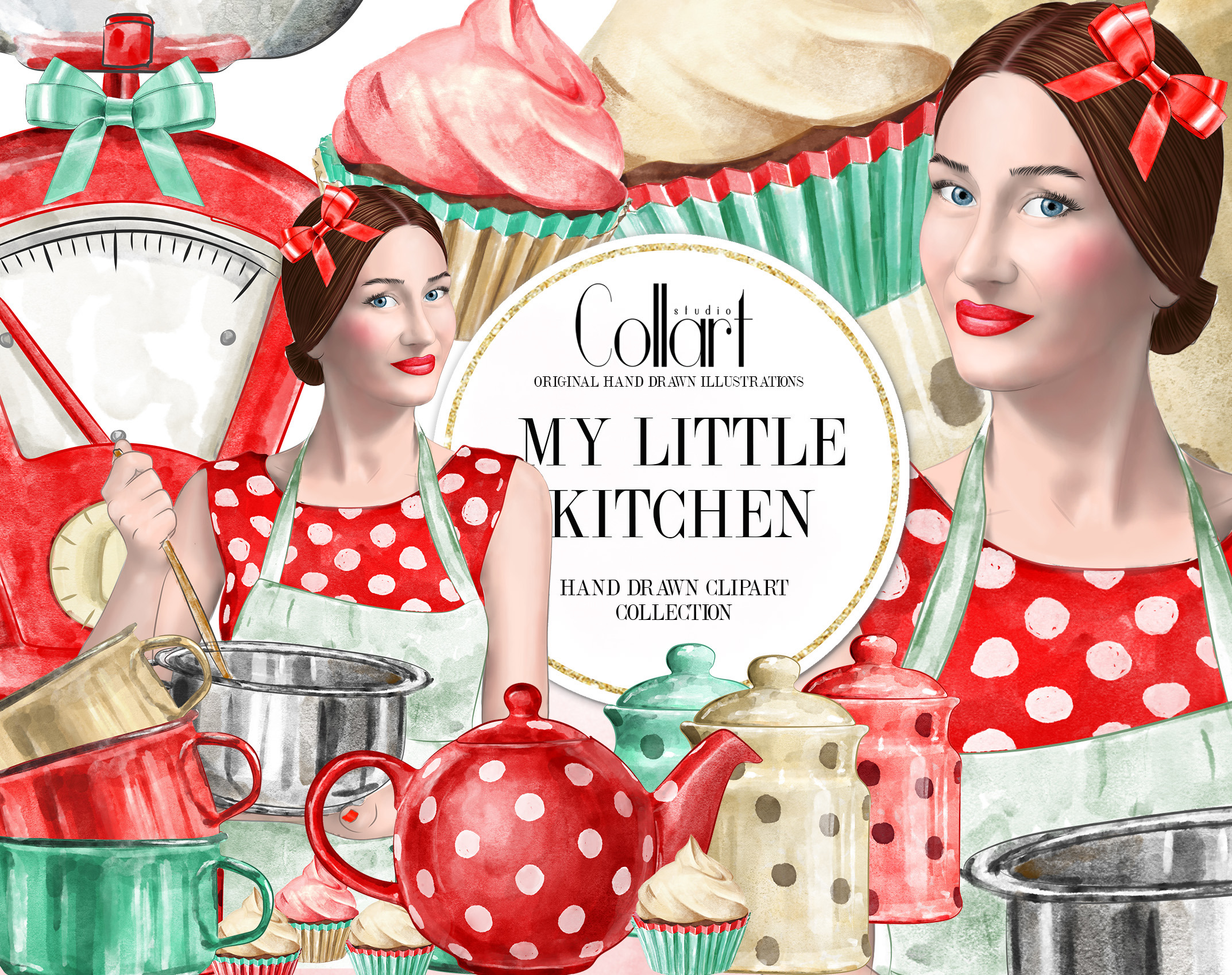 Kitchen Clip Art, Cooking Clipart, a Food Illustration by Collart Studio