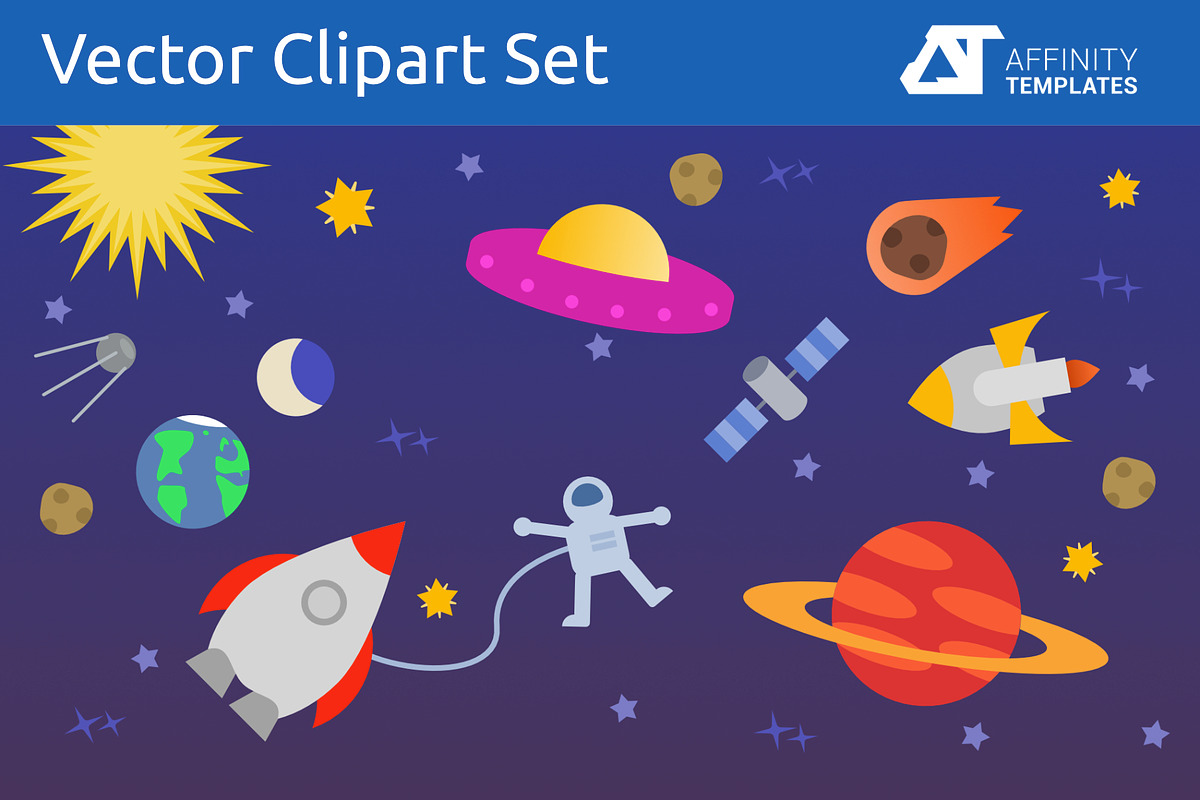 Space Cosmic Vector Clip-art Set, an Object Graphic by Affinity Templates