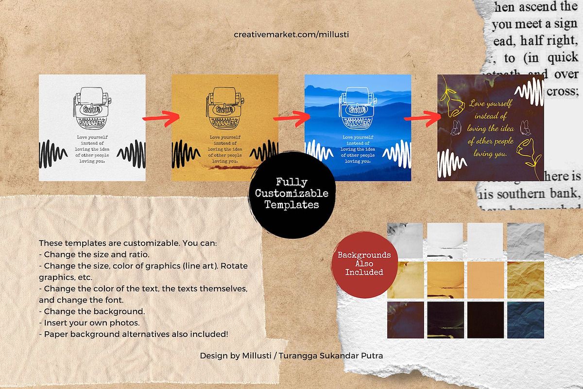 Typewriter Canva Instagram Template, a Social Media Template by Millusti