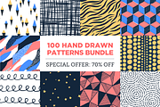 100 Hand Drawn Patterns Bundle, a Pattern Graphic by kloroform