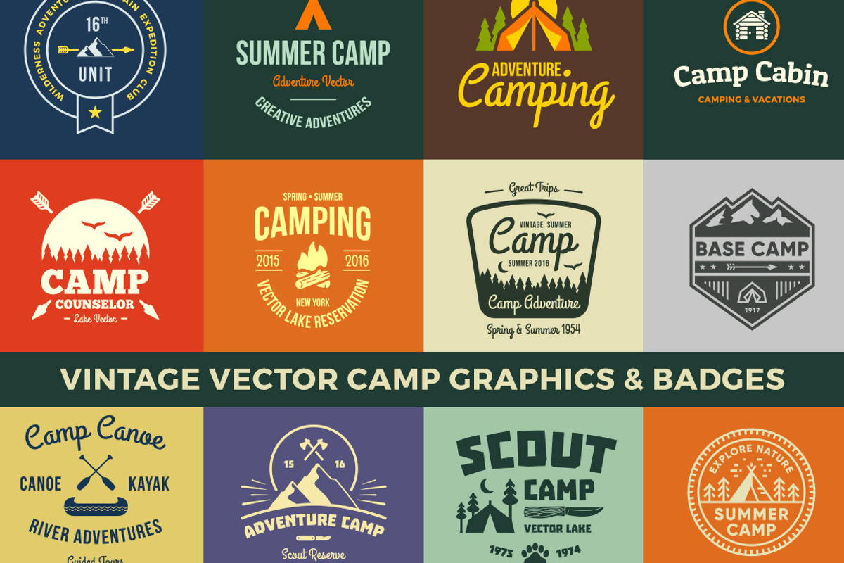Vintage Vector Camp Graphics, an Object Graphic by Ember Studio
