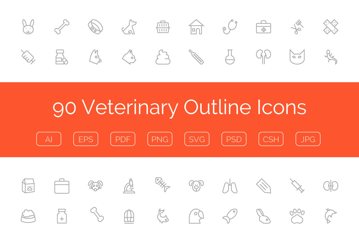 90 Veterinary Outline Icons, an Outline Icon by Vectors Market