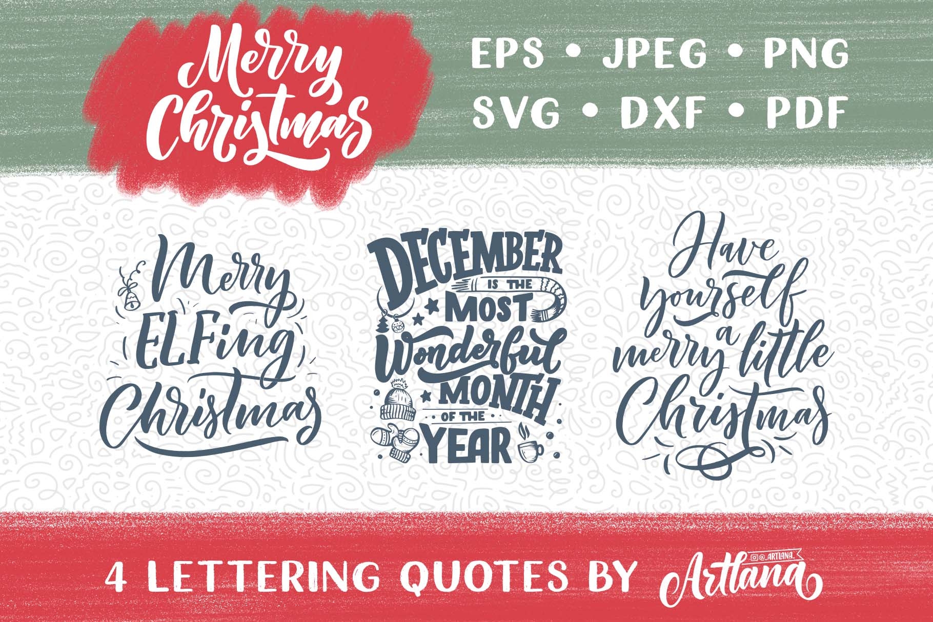Christmas Lettering Quotes, a Decorative Illustration by Artlana