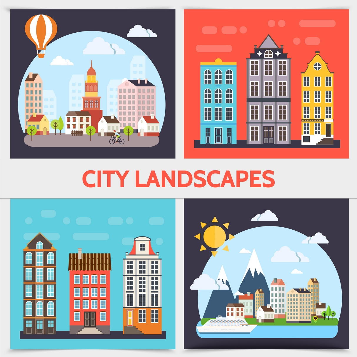 City landscape square concept, an Illustration by Microvector