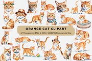 Watercolor Orange Cat Clipart, an Animal Illustration by Crafts of The ...