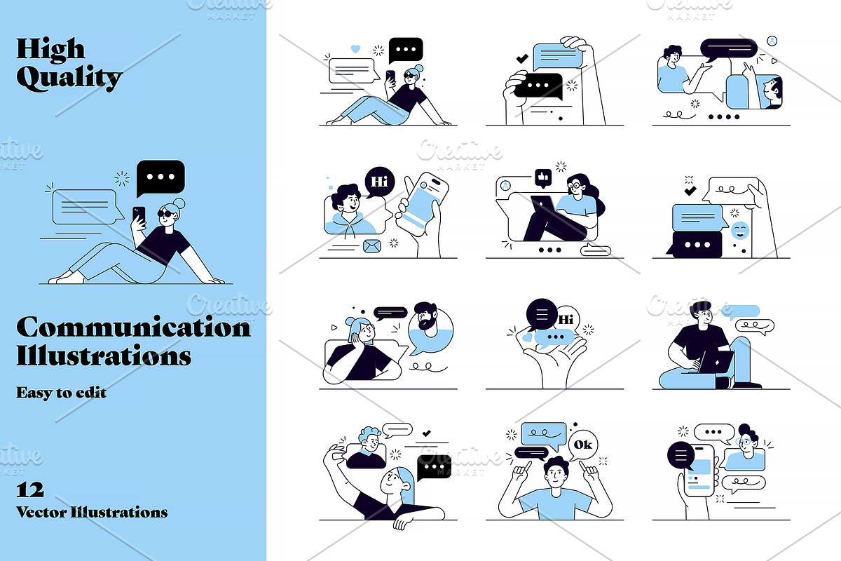 People communicating via chat, a Person Illustration by Creative Graphics