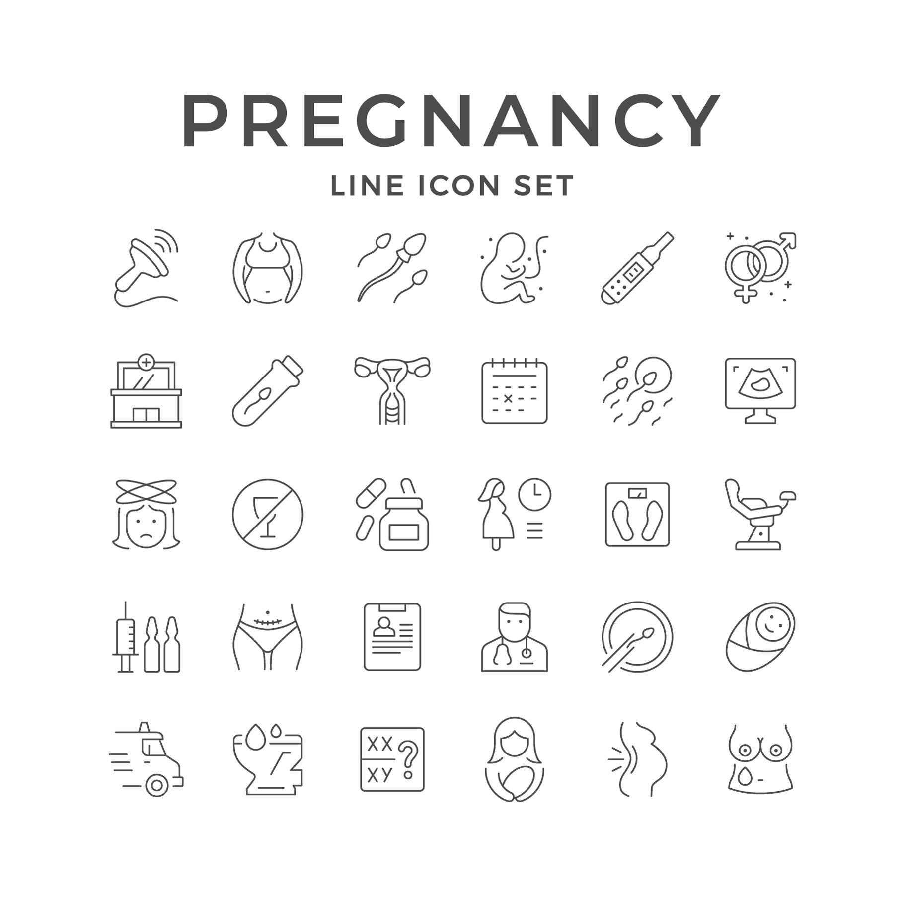 Set line icons of pregnancy | Outline Icons ~ Creative Market